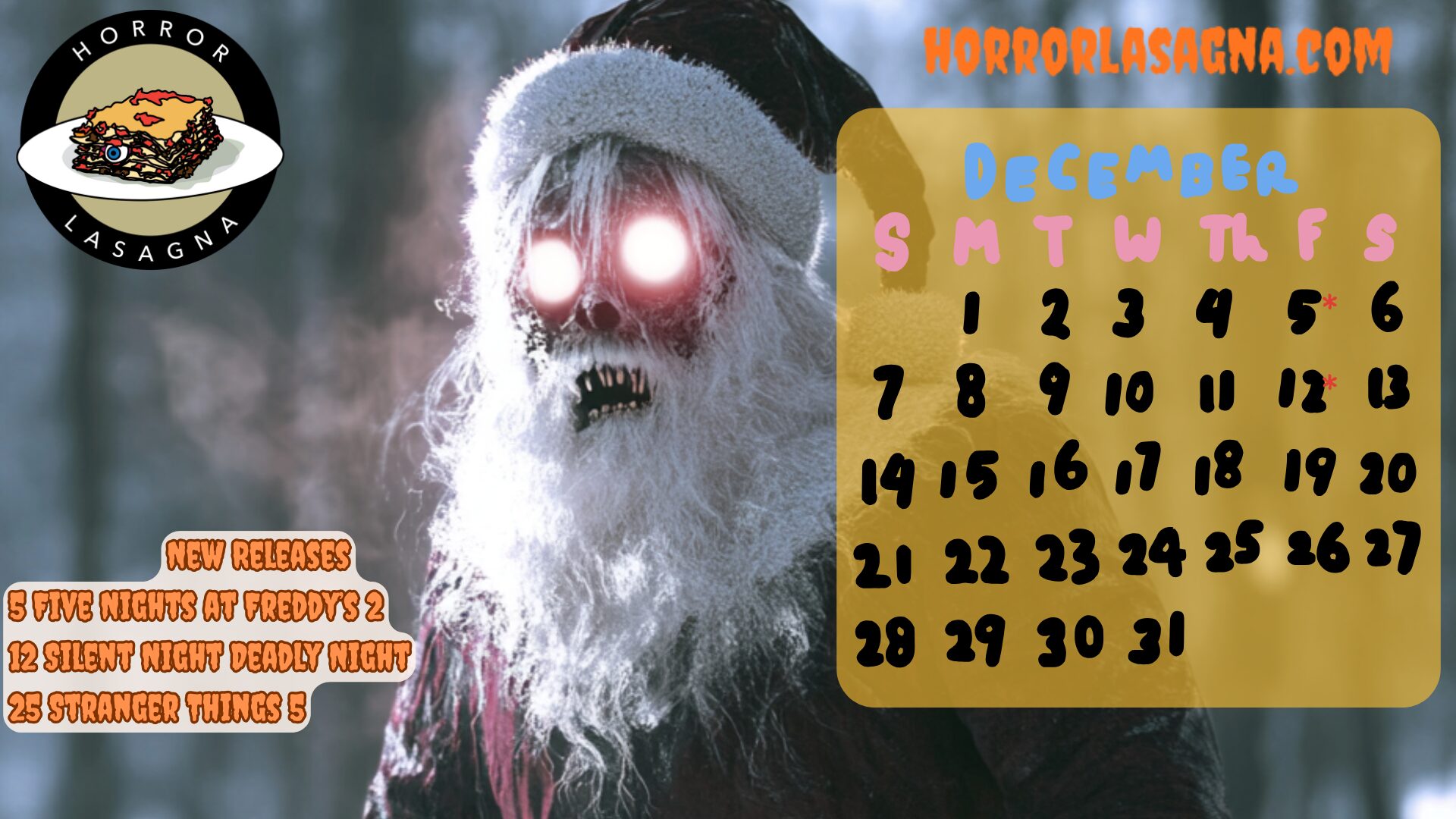 2025 Free December Horror Calendar - Horror Lasagna